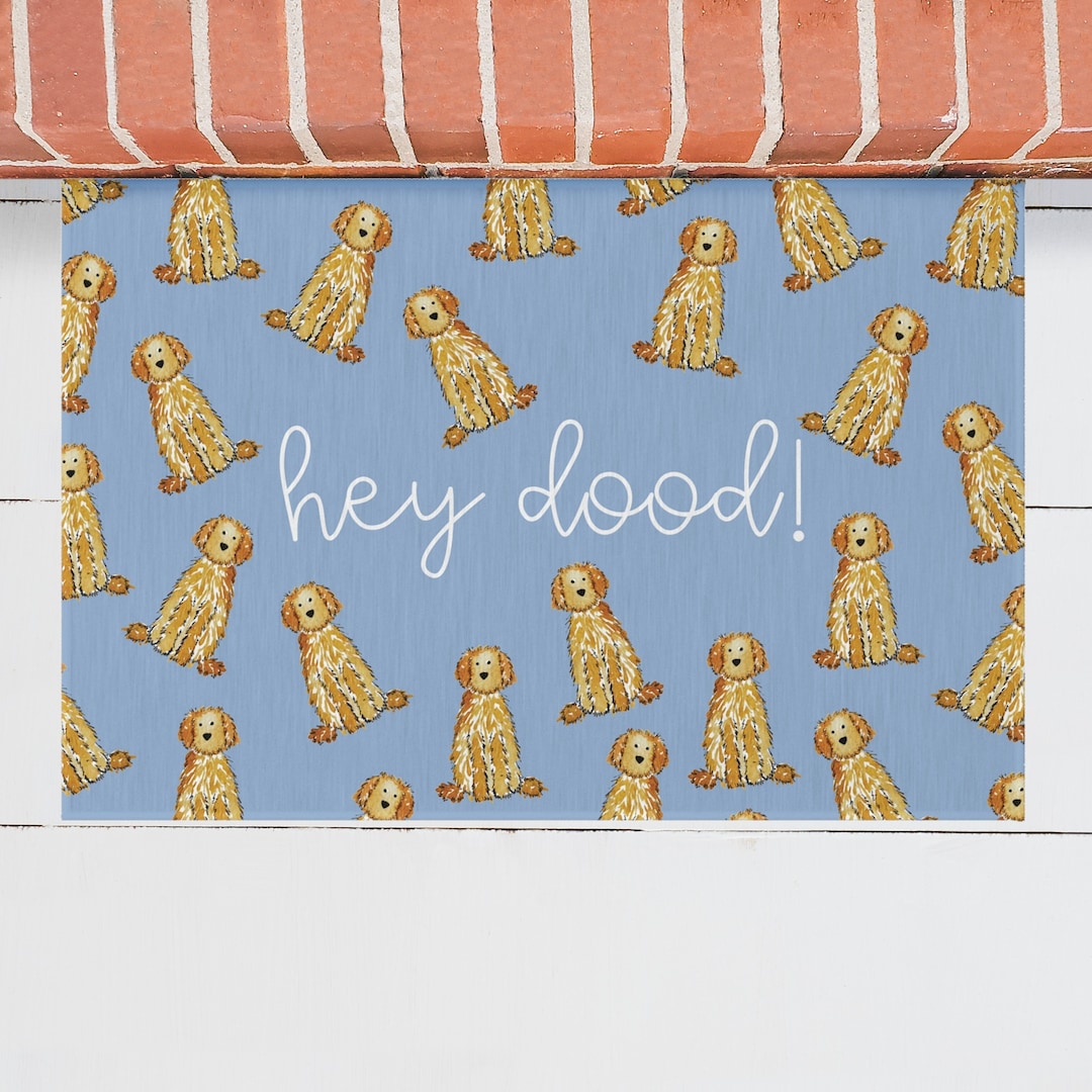 Hey Dood Apricot Goldendoodle Welcome Mat | Goldendoodle Entry Rug ...