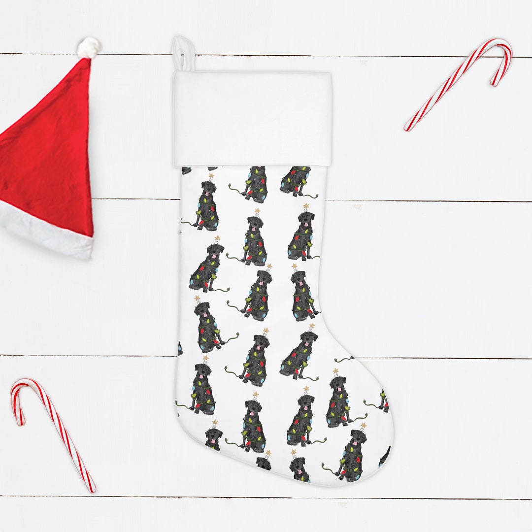 Festive Christmas Black Lab Stocking Christmas Black Lab Pet Stockings ...