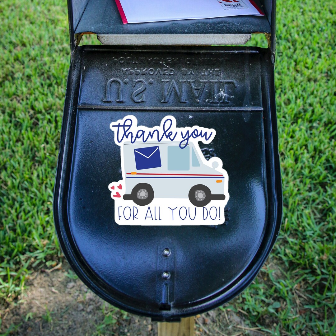 Mailman Thank You Mailbox Vinyl Sticker | Mailbox Decal Sticker ...