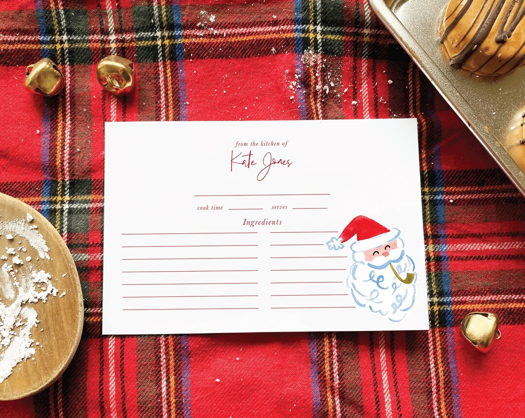 Personalized Santa Christmas Recipe Box Cards | Christmas Recipe Box ...
