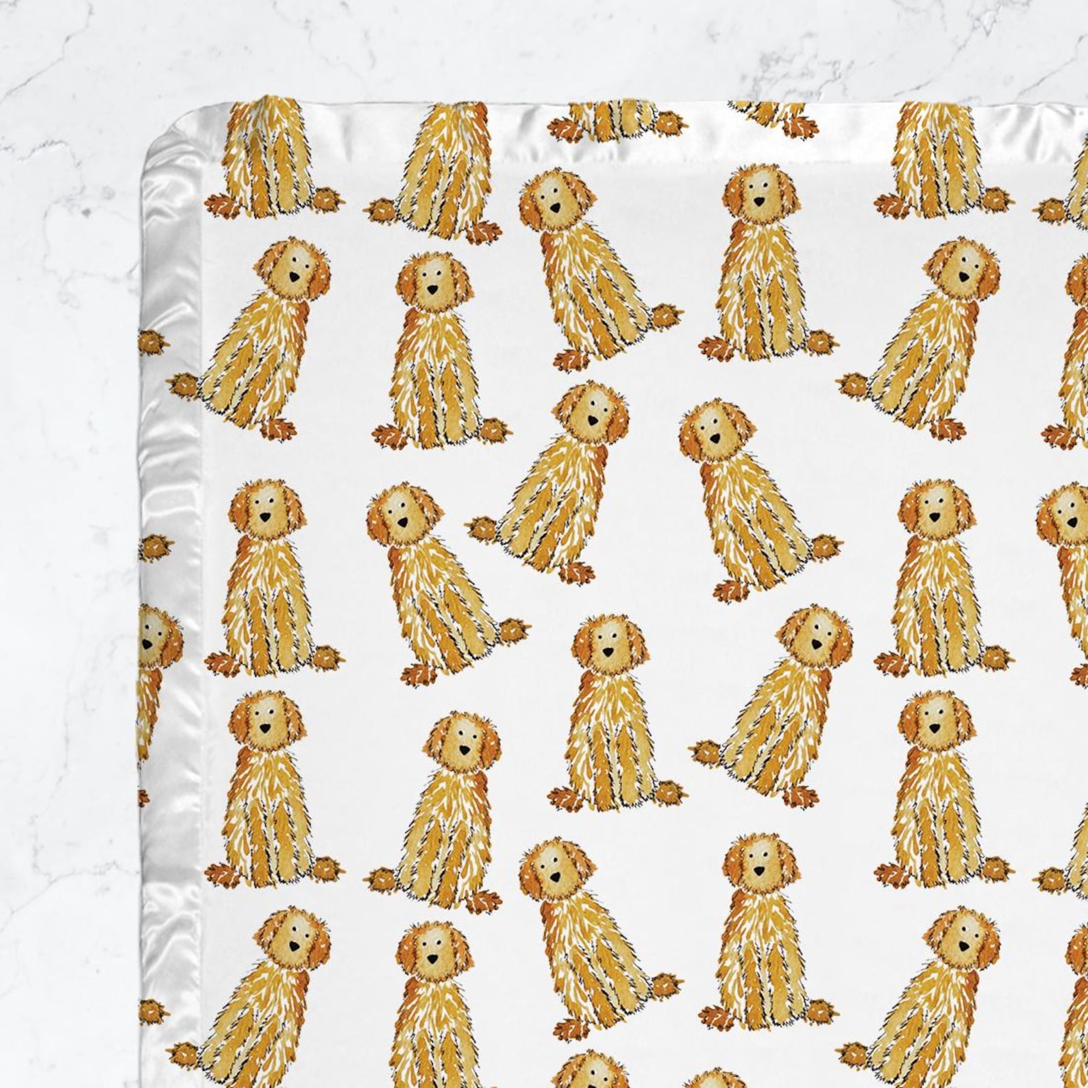 Watercolor Doodle Baby Minky Blanket With Satin Trim | Goldendoodle ...