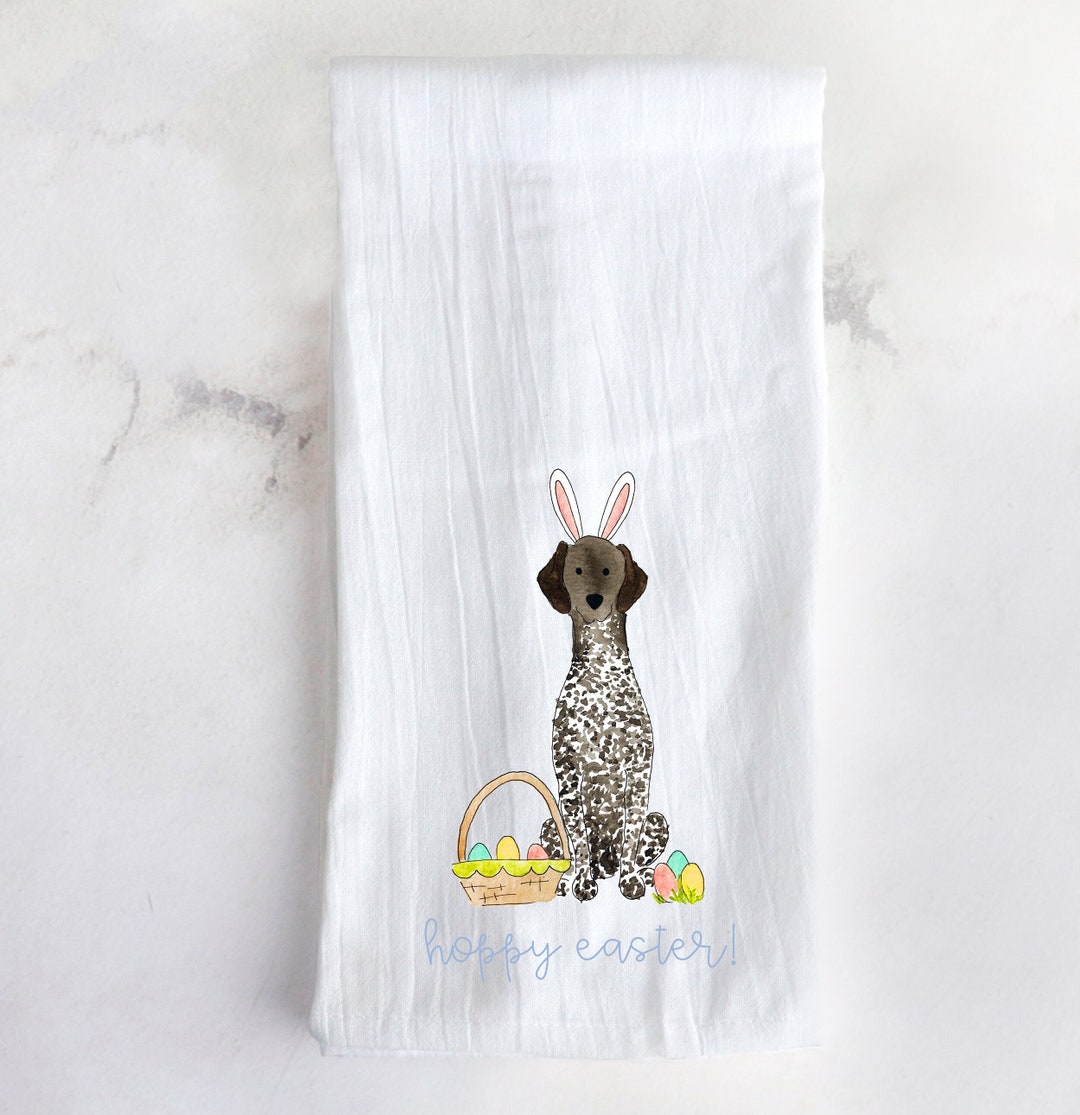 German Shorthaired Pointer Funny Bunny Easter Tea Towel | Easter Hand ...