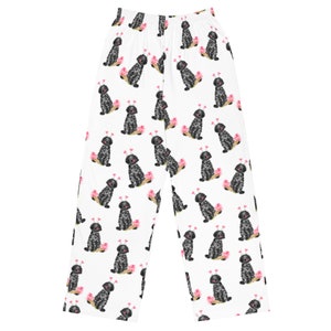 Black Lovey Dovey Doodle Pajama Pants | Black Goldendoodle Pajamas ...