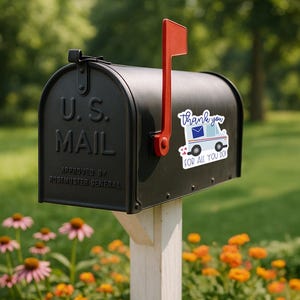 Mailman Thank You Mailbox Vinyl Sticker | USPS Delivery Driver ...