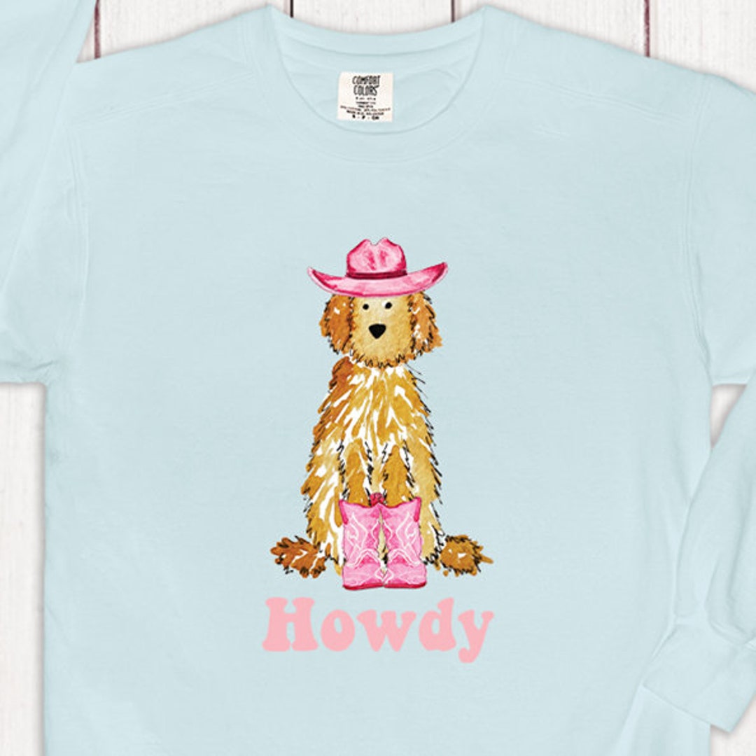Howdy Cowgirl Doodle Comfort Colors Sweatshirt Goldendoodle Pink ...