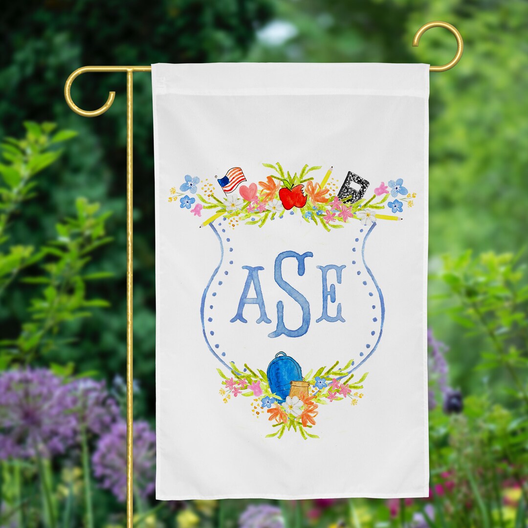 The Teacher Crest Garden Flag | Personalized Monogram Crest, Monogram ...
