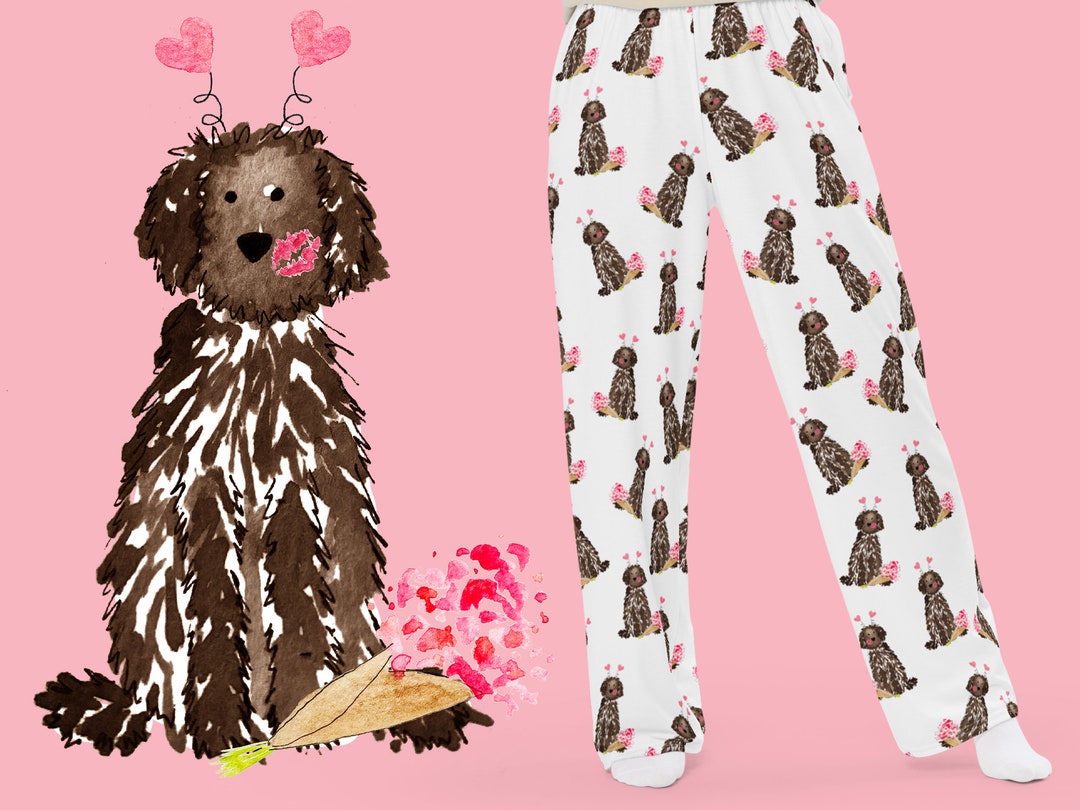 Lovey Dovey Brown Doodle Pajama Pants | Brown Labradoodle, Valentines ...