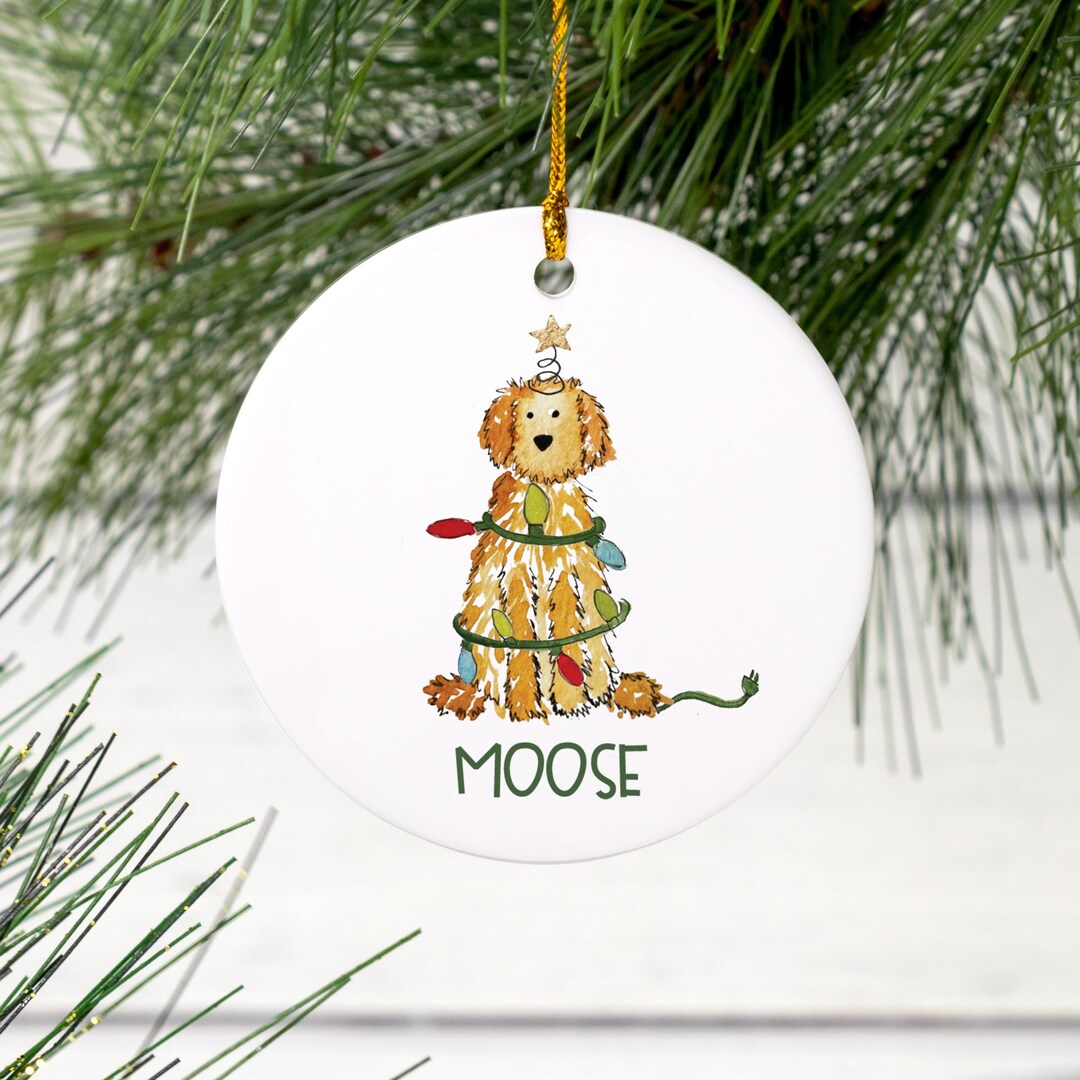 Festive Christmas Doodle Ornament | Goldendoodle Christmas Ornament ...