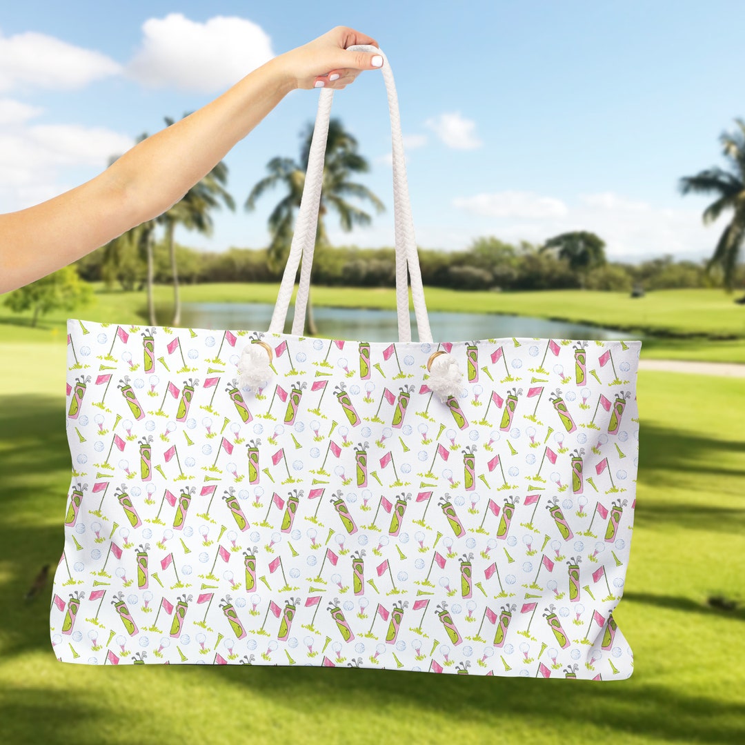The Birdie Pattern Weekender Bag | Womens Pink Golf Pattern Tote Bag ...