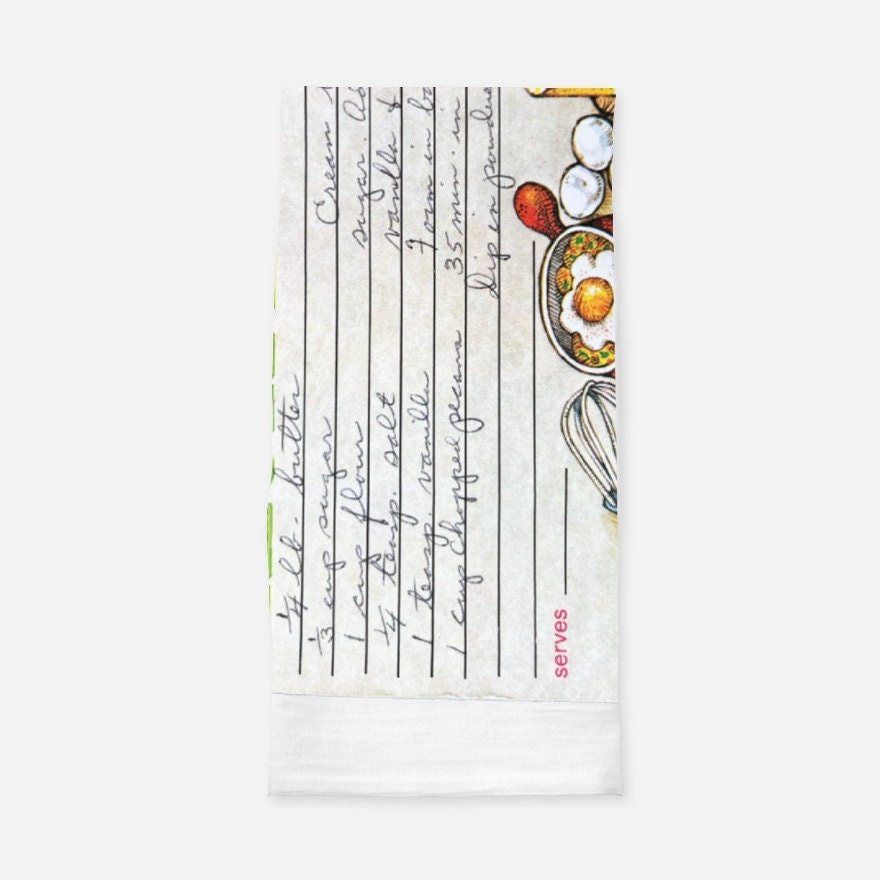 Personalized Recipe Card Towel custom Handwritten Recipe Tea | Etsy
