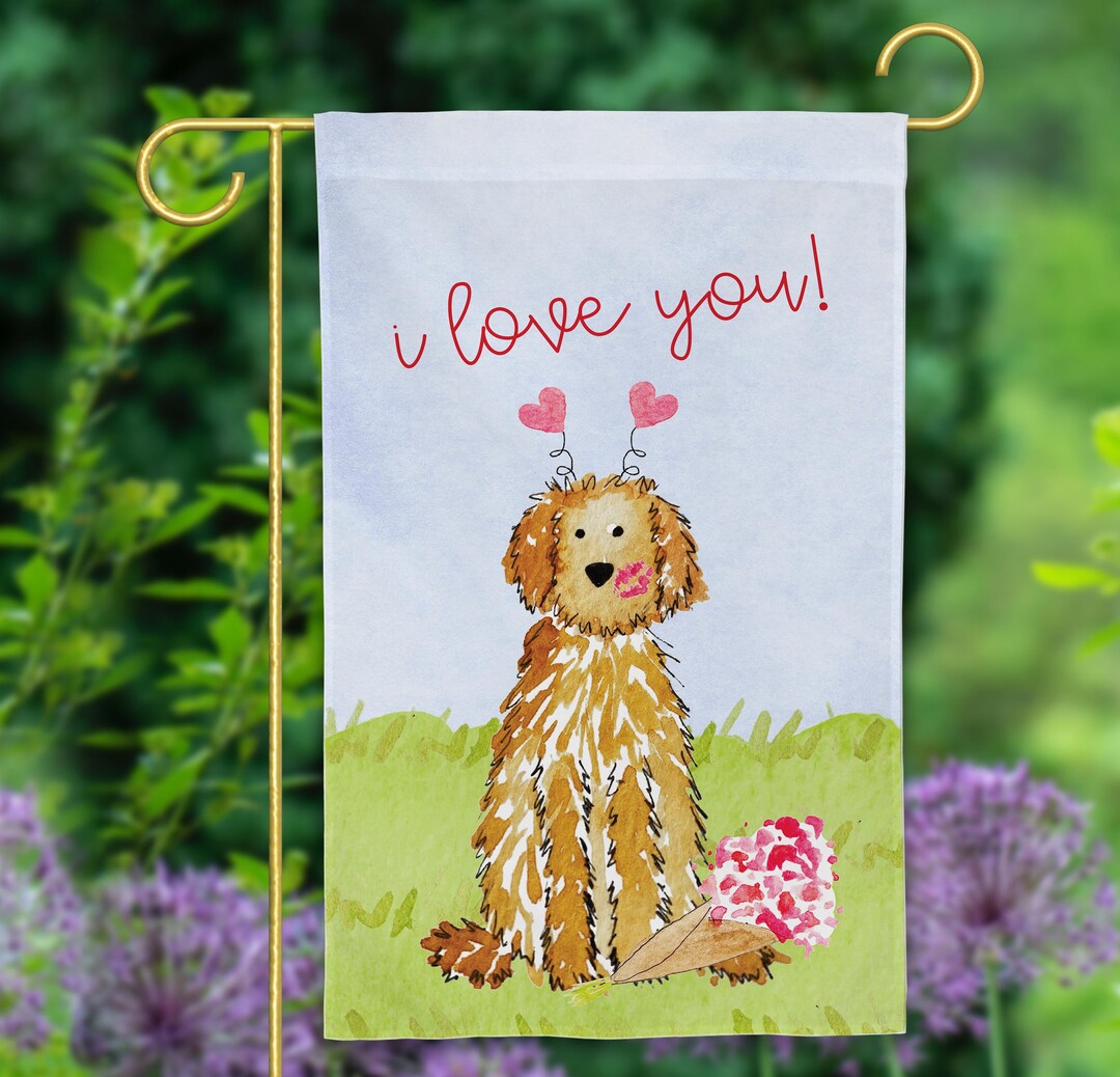 Lovey Valentines Day Doodle Garden Flag | Valentines Day Garden Flag ...