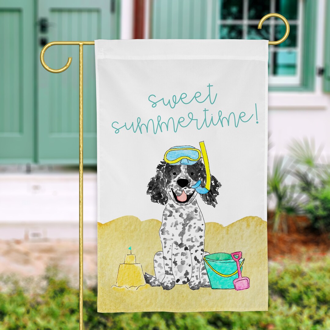 Sandy Summer Spaniel Garden Flag - 12" X 18" | Parti Spaniel, Springer ...