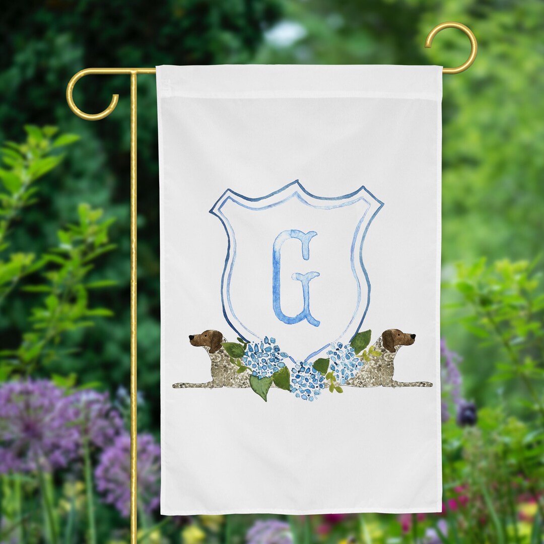 Personalized Watercolor Hydrangea German Shorthaired Pointer Crest ...