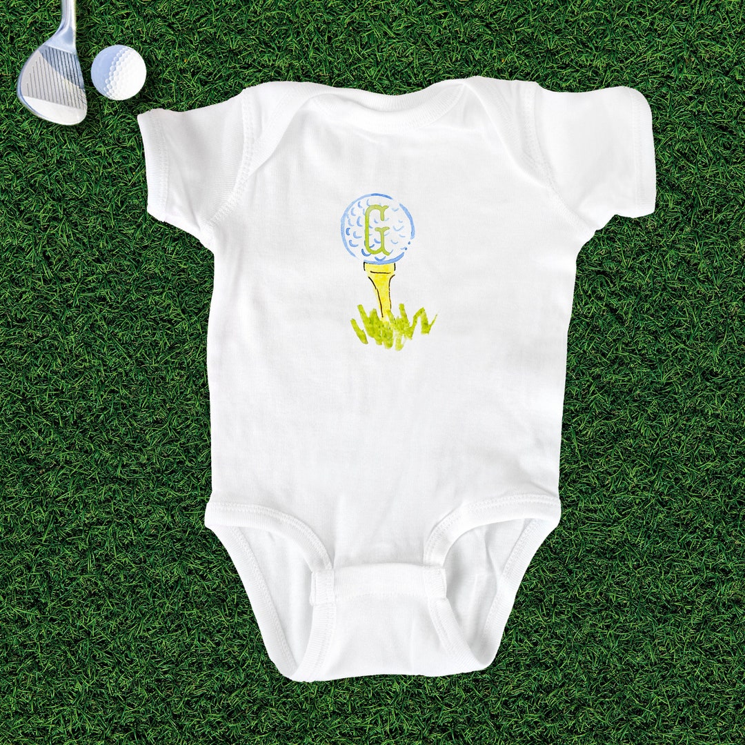 Personalized Golf Ball Baby One Piece Bodysuit | Golf Baby Gift ...