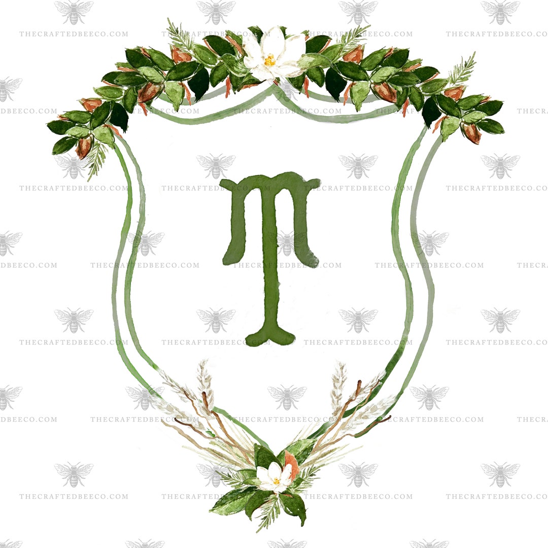The Ivy Crest | Personalized Watercolor Crest, Monogram Crest, Wedding ...
