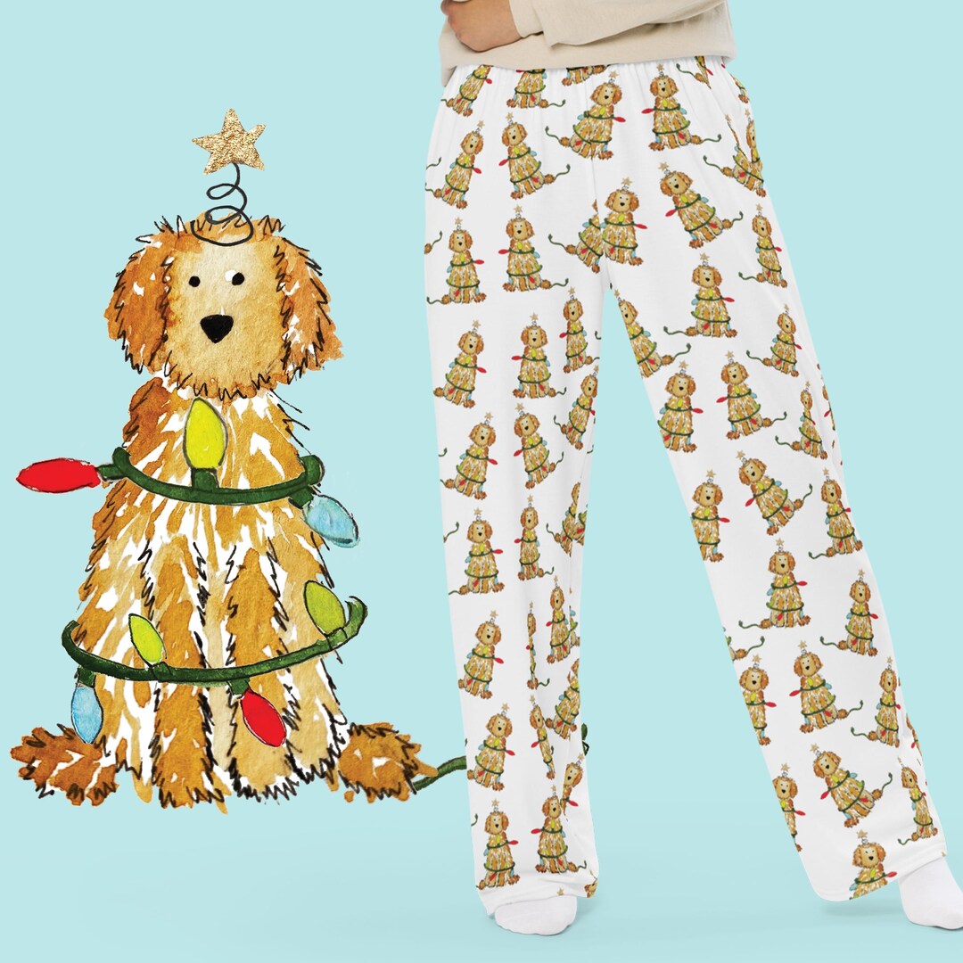 Festive Christmas Apricot Doodle Pajama Pants | Christmas Goldendoodle ...