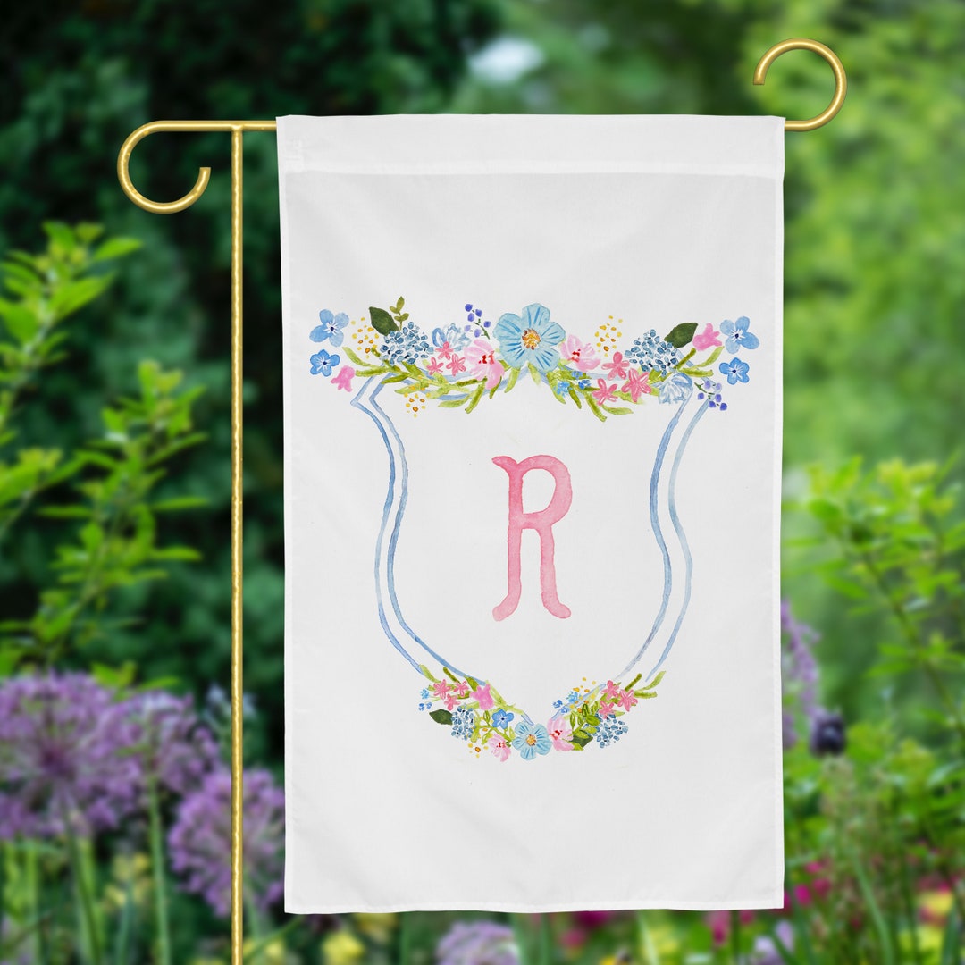 The Ann Crest Garden Flag | Personalized Monogram Crest, Monogram ...