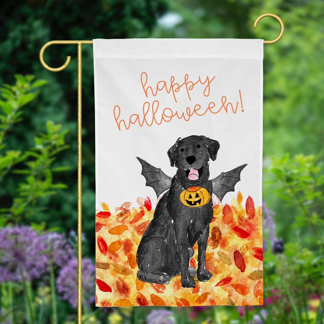 Spooky Halloween Lab Garden Flag | Halloween Yard Flag, Bat Wing Black ...