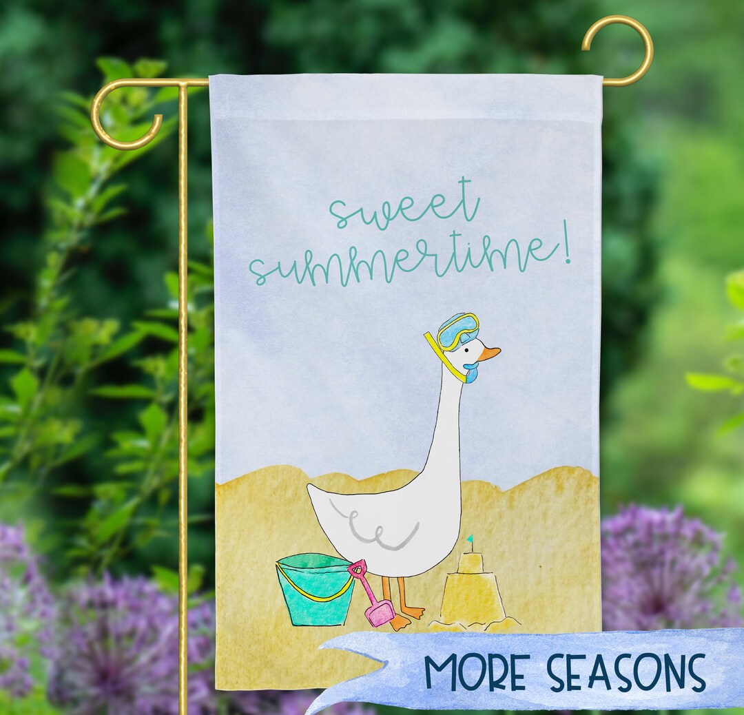 Dress up Goose Seasonal Watercolor Garden Flags | Summer Goose Statue ...