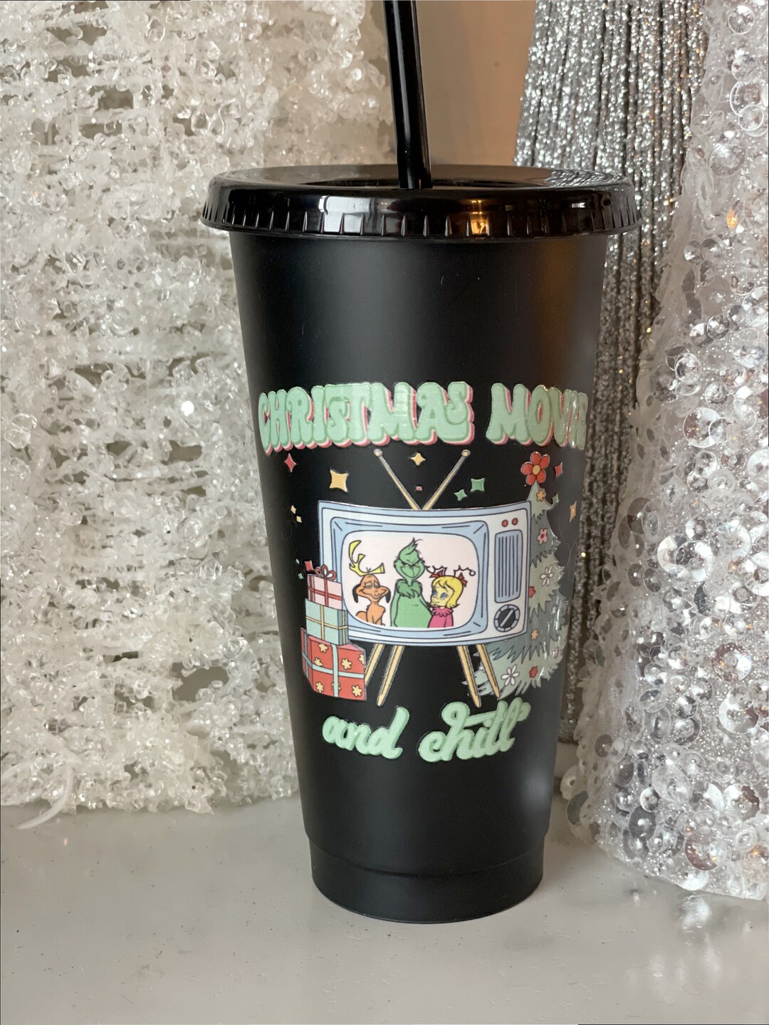 Christmas Movie and Chill Grinch 24oz Cold Cup - Etsy Australia