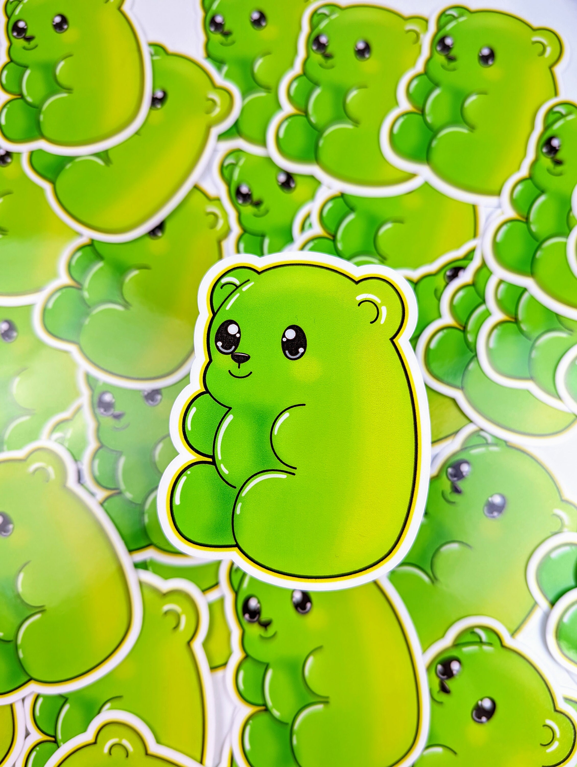 Green Gummy Bear Vinyl Sticker - Etsy