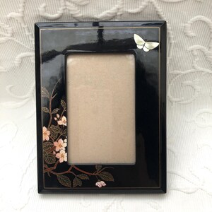 Japanese Black Lacquer Photo Frame Vintage Art Deco Style With Peach ...
