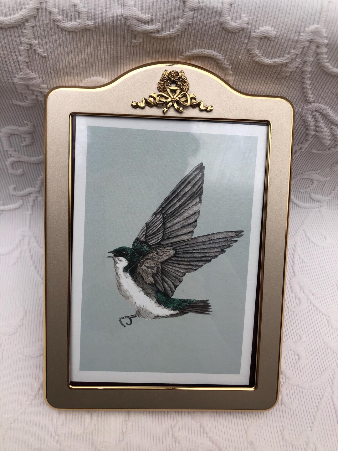 Edwardian Style Photo Frame Vintage With Bow & Ribbon Motif White Gold ...