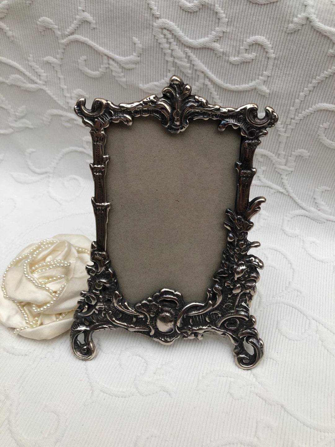 Victorian Style Photo Frame Silver Plated Ornate Pewter With Foliage ...