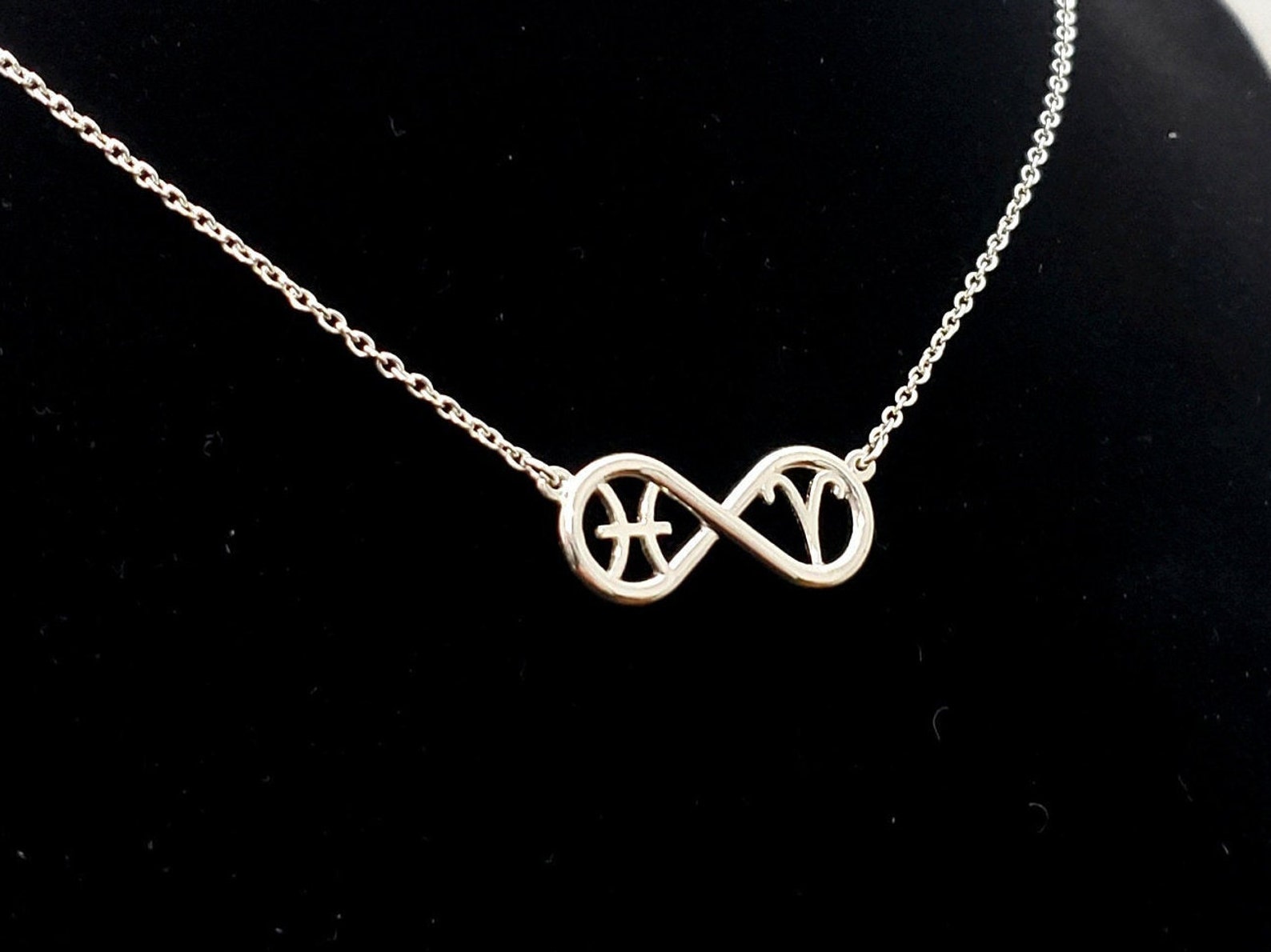 Pisces Aries Zodiac Infinity Necklace, 925 Silver - READY TO SHIP - Etsy