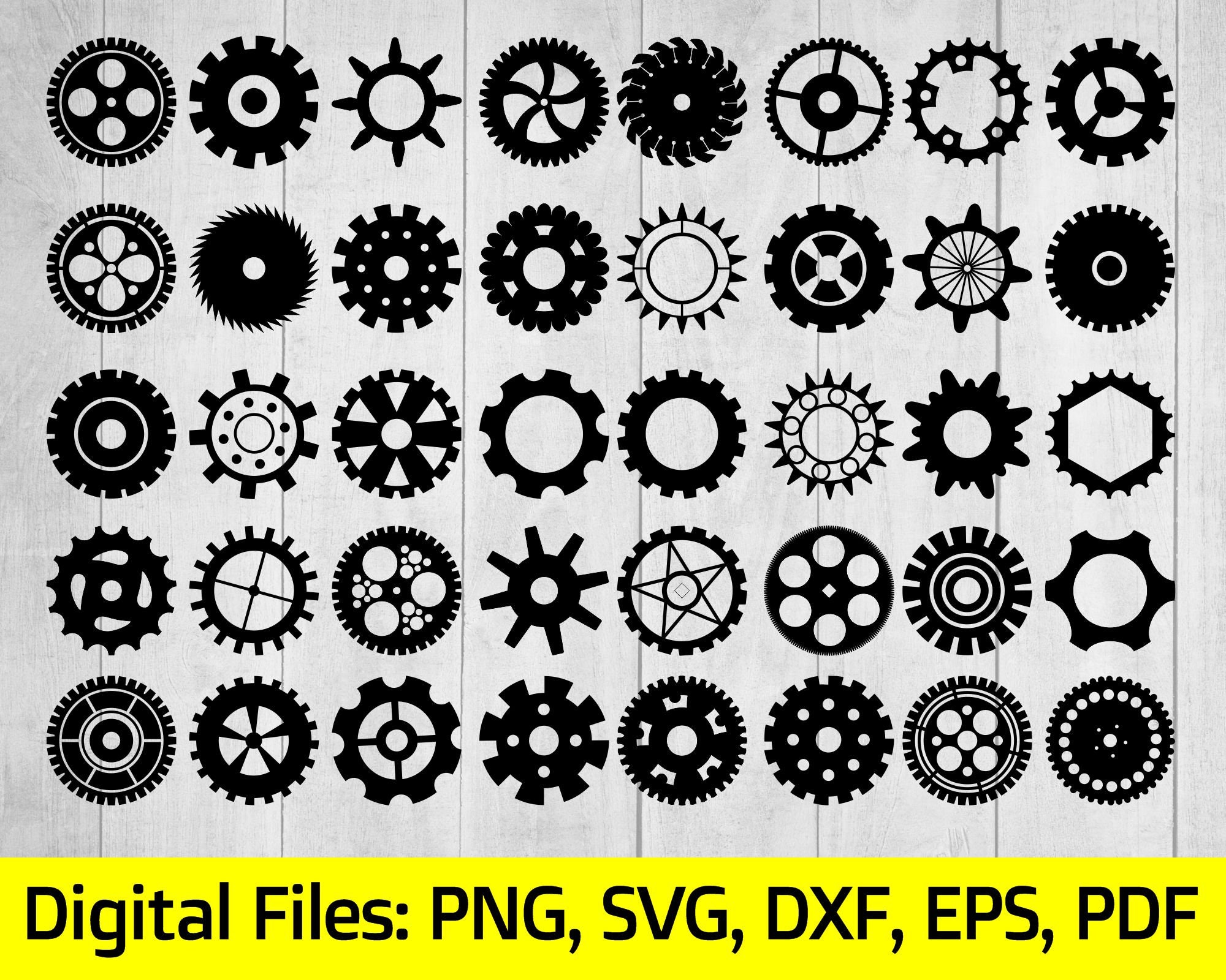 Pdf Digital Download File Formats: Png Laser Plasma cut 40 Gears ...