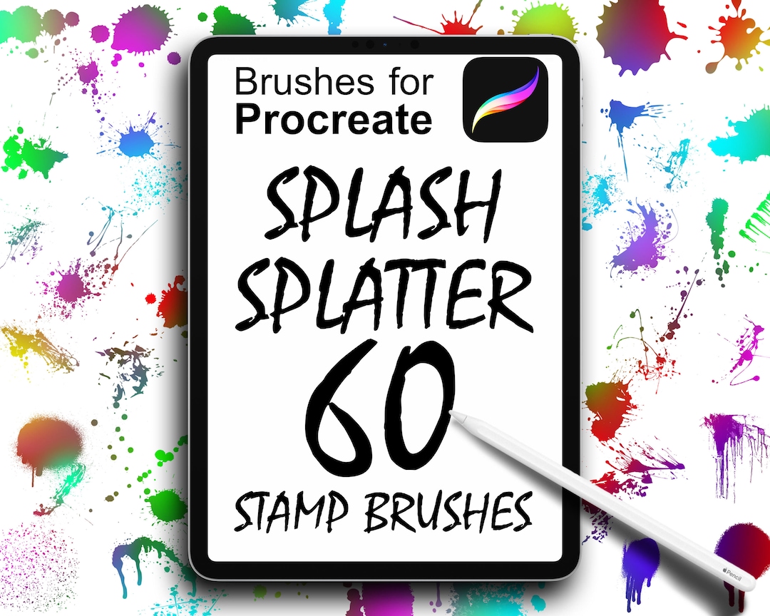 60 Splash & Splatter, Silhouettes, Brushes for Procreate,for iPad With ...