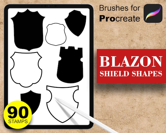 90 Blazon Shield Shapes Brushes for Procreate Stamp Use on | Etsy