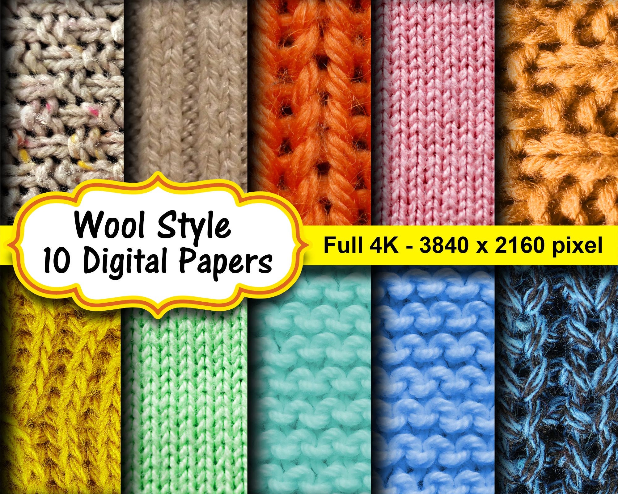 Wool Style 10x Digital Paper 4K Full HD 38402160 Pixels - Etsy