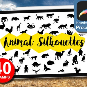 40 Animal Silhouettes, Brushes for Procreate, Stamp, Use on iPad With ...