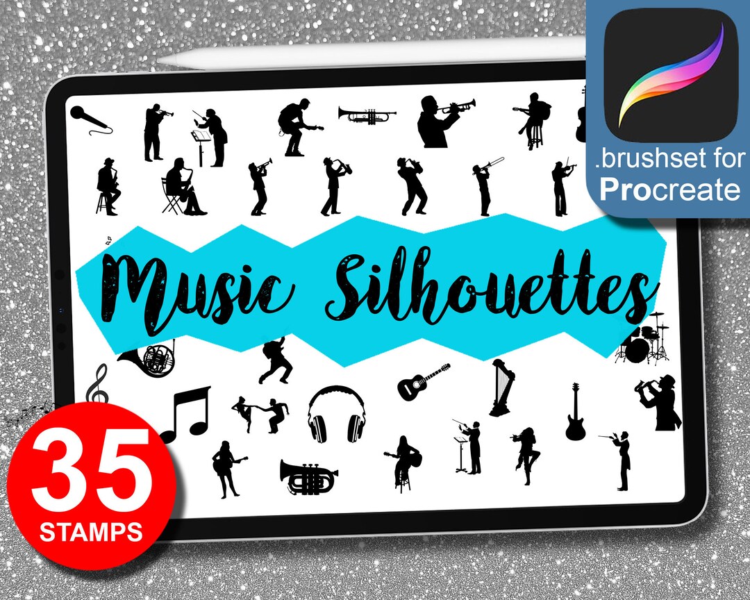 35 Music Silhouettes, Brushes for Procreate, Stamp, Use on iPad With ...