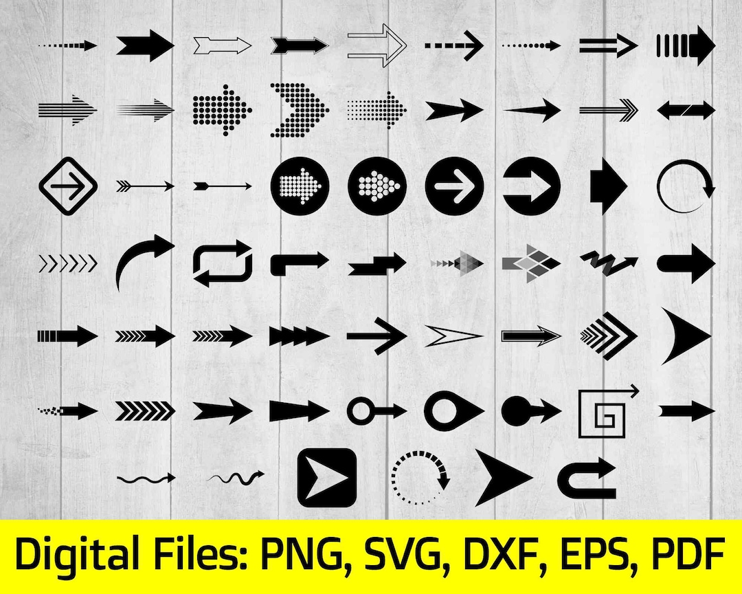 60 Arrows Digital Download File Formats: Png Svg Dxf Eps - Etsy