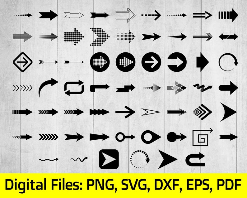 60 Arrows Digital Download File Formats: Png Svg Dxf Eps - Etsy