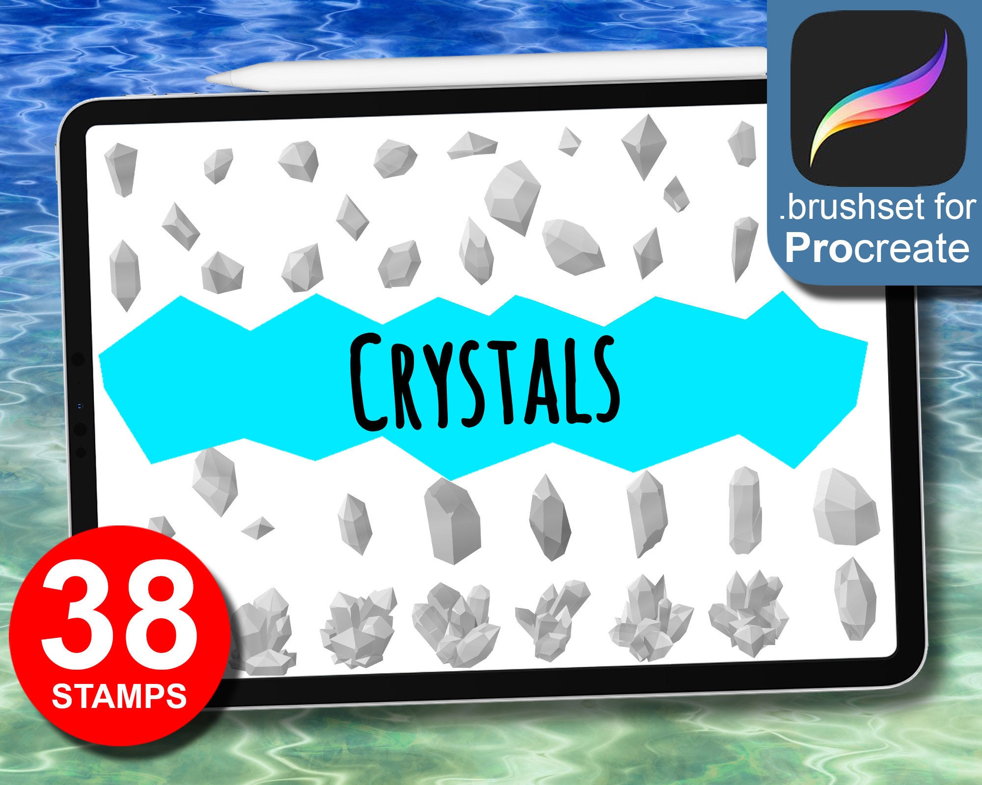 38 Crystals Brushes for Procreate Stamp Use on iPad With - Etsy