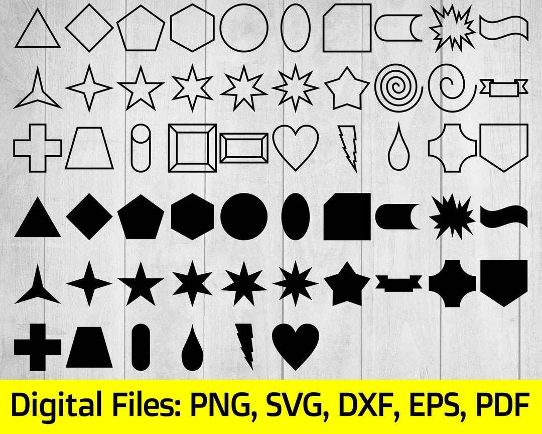 56 Formas básicas, Descarga digital, Formatos de archivo: Png, Svg, Dxf ...