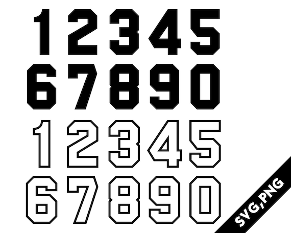 Sport Numbers SVG PNG - Etsy