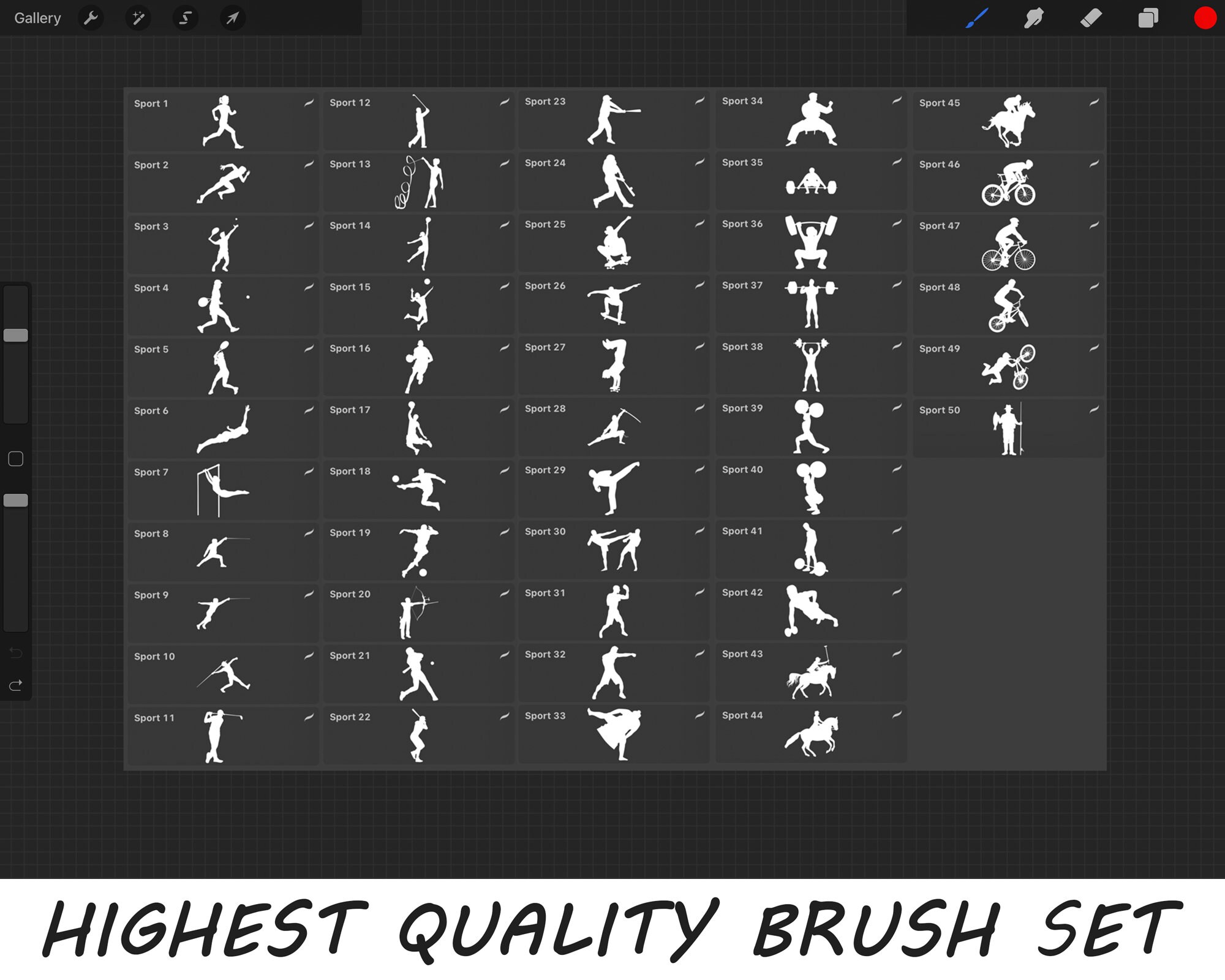 50 Summer Sports, Silhouettes, Brushes for Procreate, Use on iPad With ...