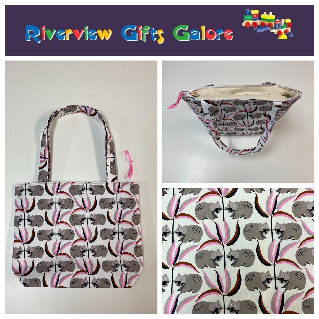 Medium Tote Bag With Zip - Wombat - Etsy