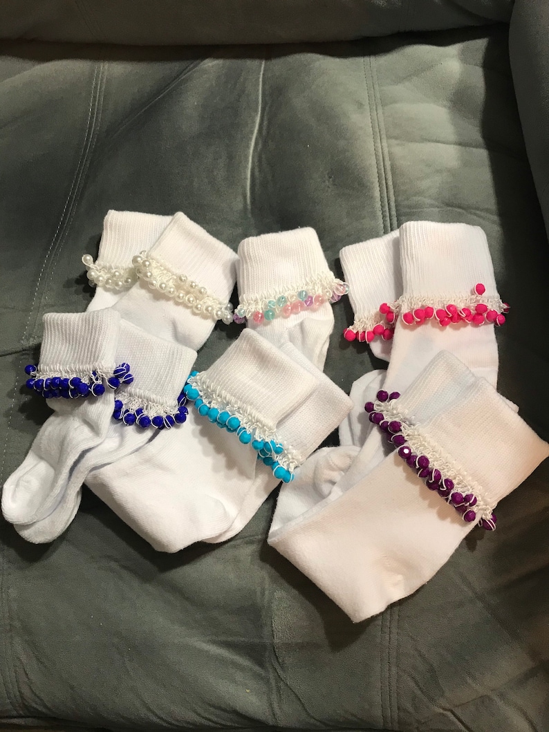 Beaded Socks - Crocheted Round Beads Onto Bobbie Socks - Etsy