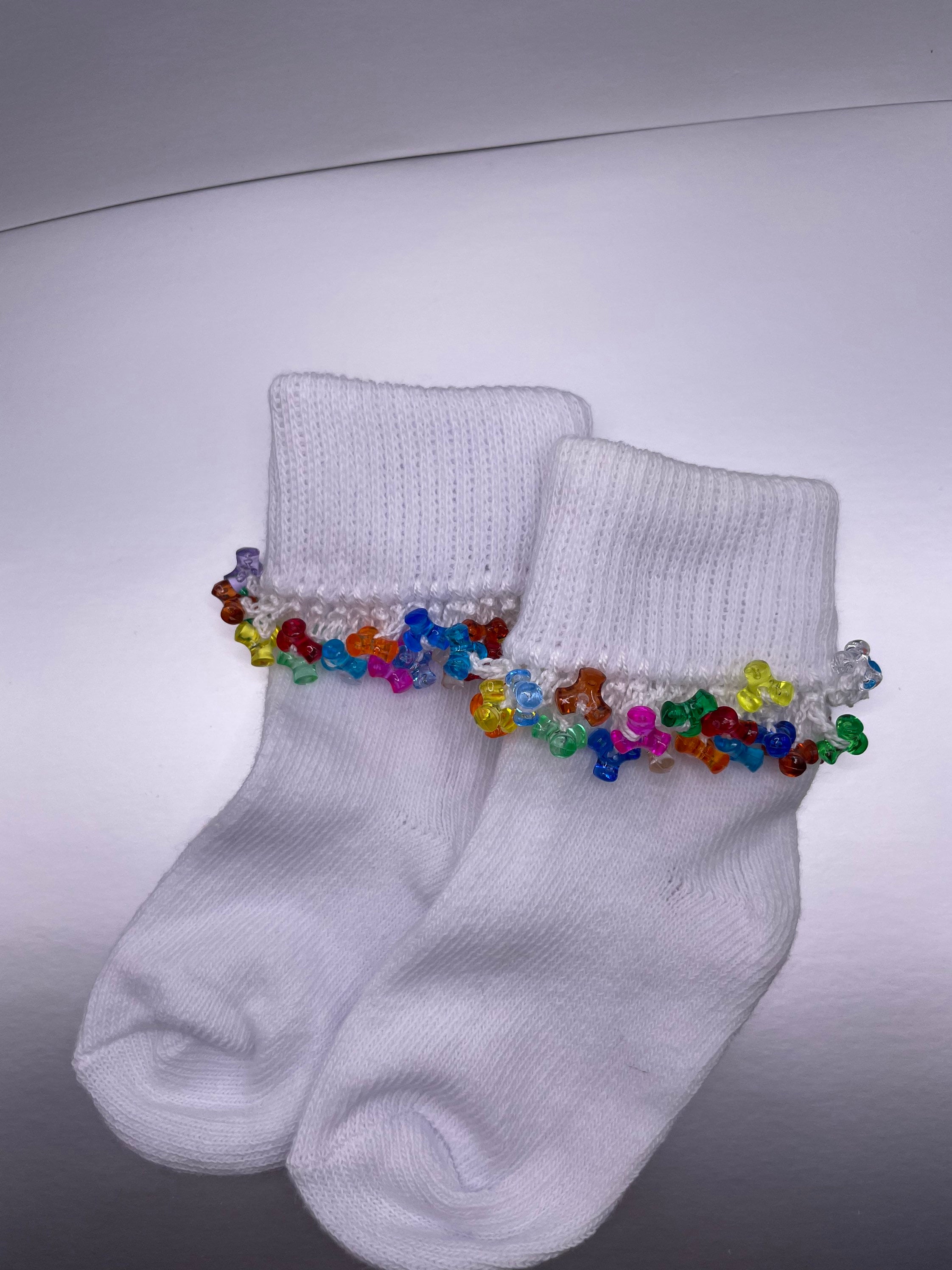 Beaded Socks - Crocheted With Tri-beads - Etsy
