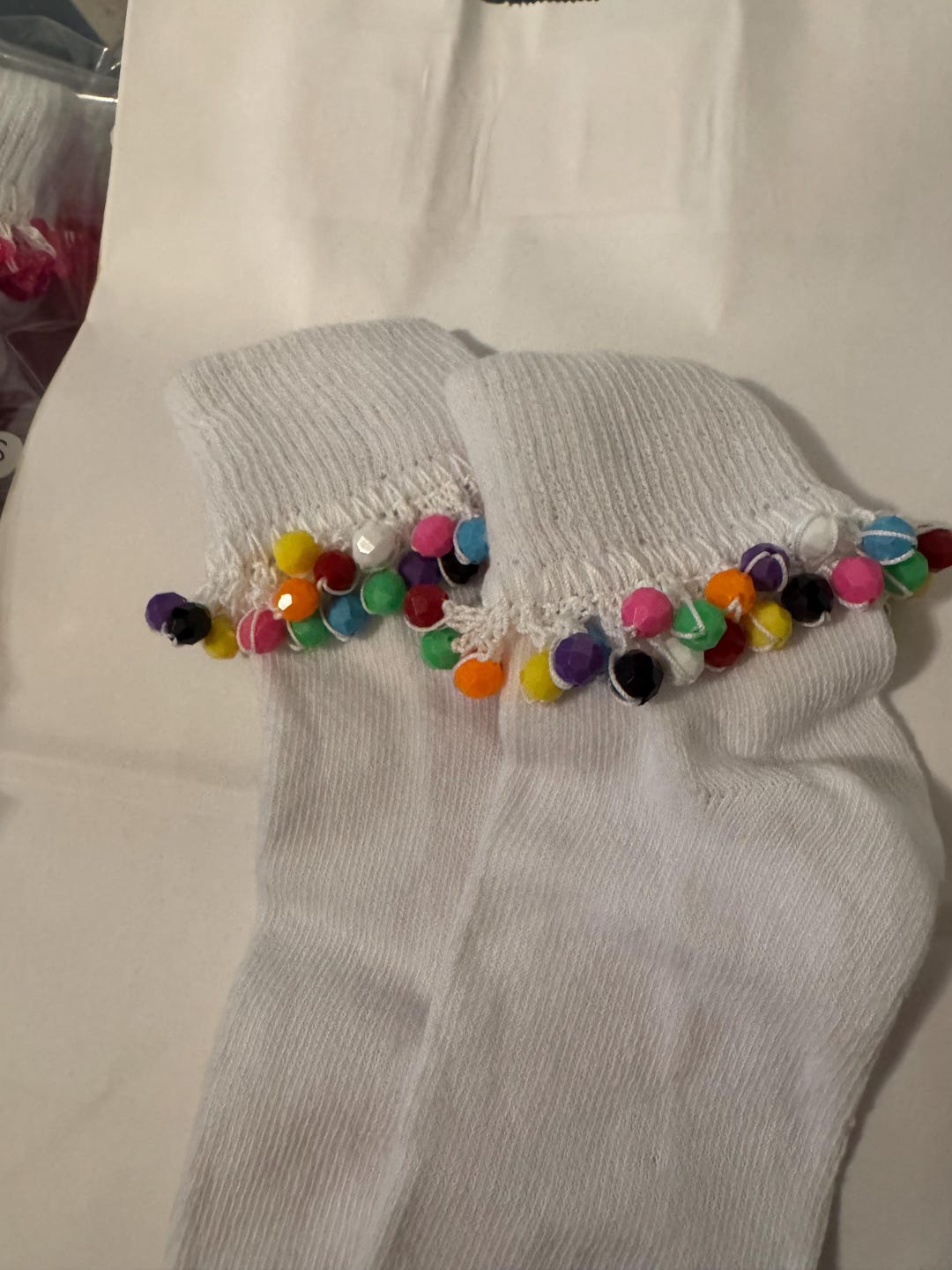Multi Colored Round Beaded Socks Size Girls Medium - Etsy
