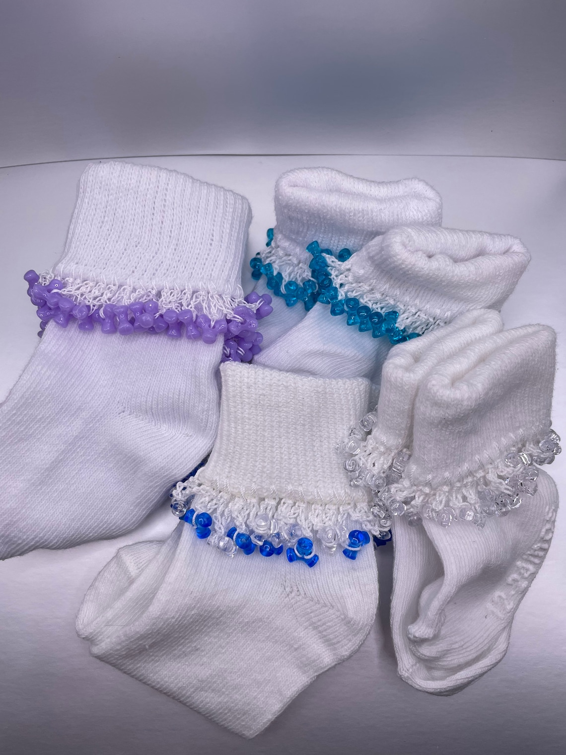Beaded Socks - Crocheted With Tri-beads - Etsy
