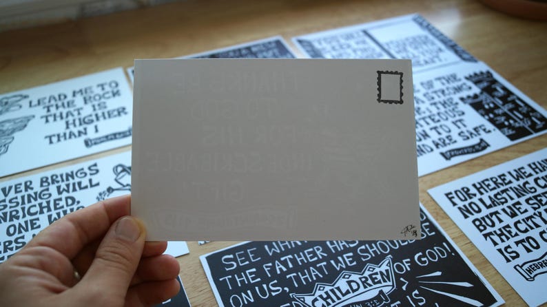 Bible Verse Postcards Lino Art - Etsy
