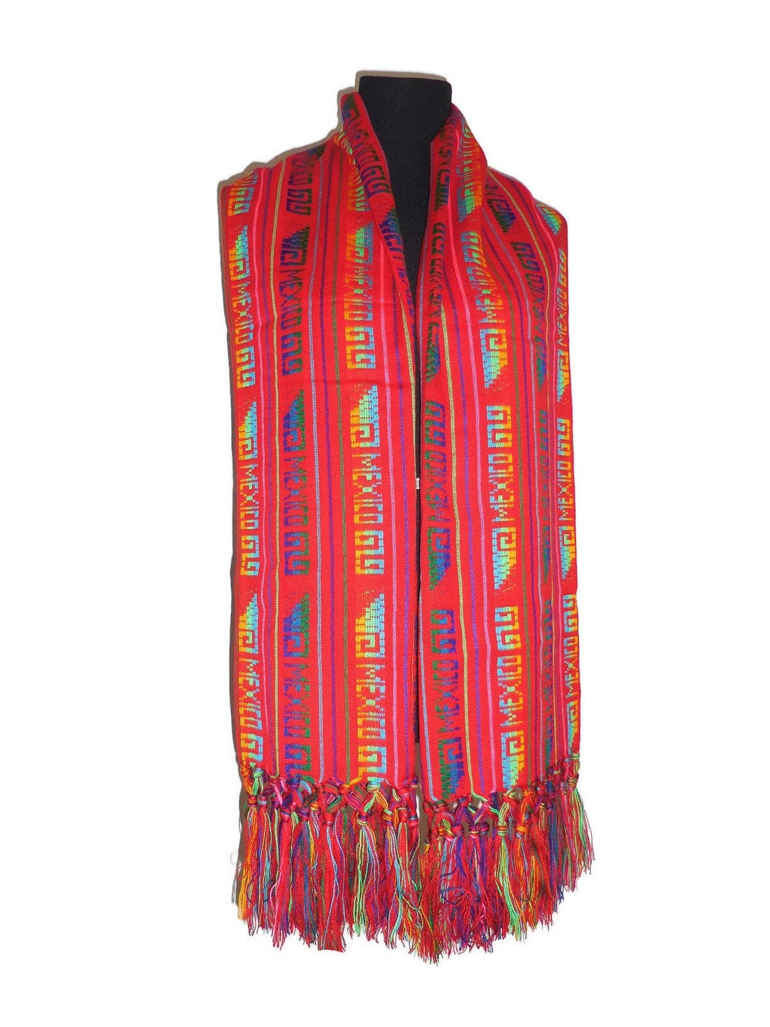 Rebozo Mexicano, Red Scarf, Sarape, Mexican Textile, Christmas Gift ...