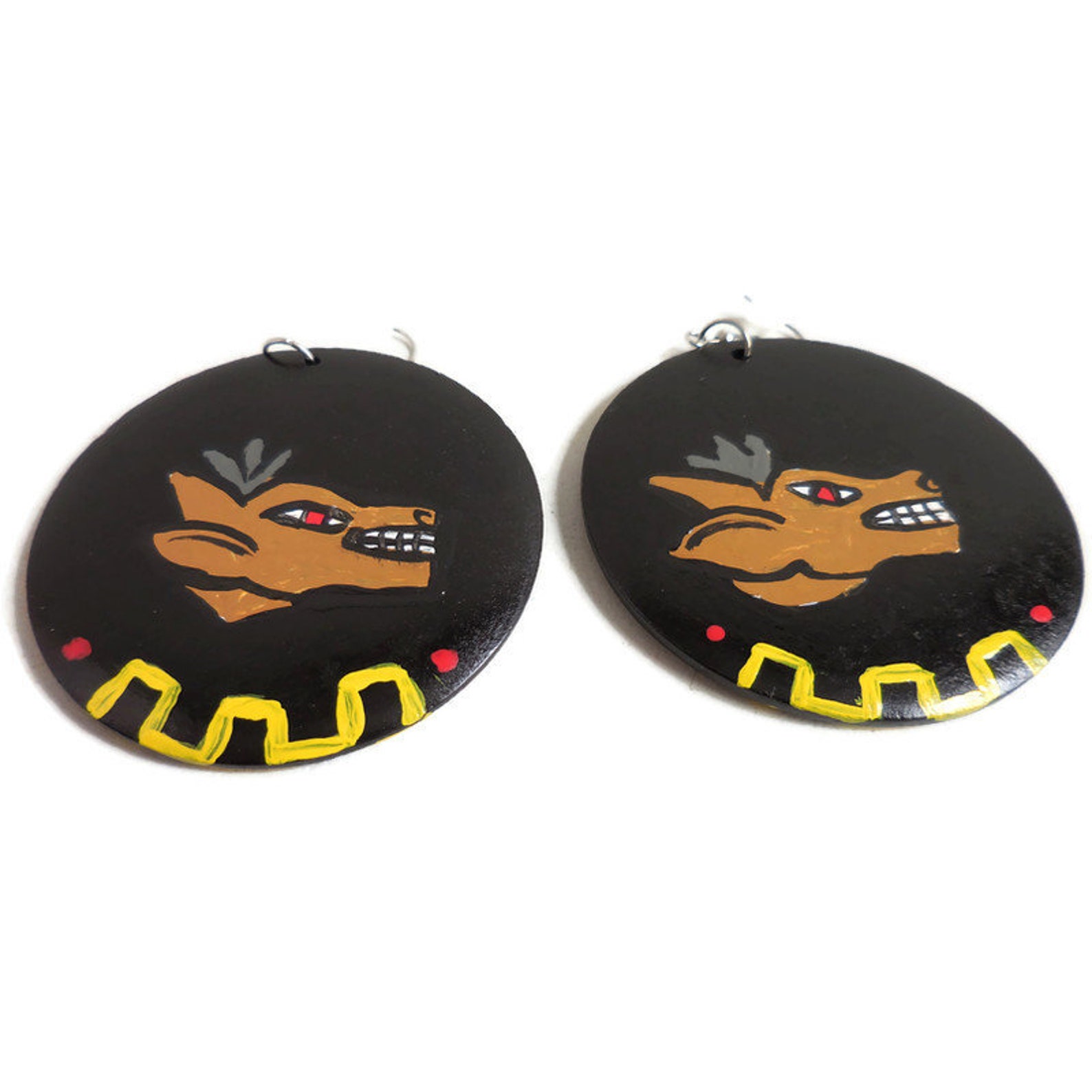 Mazatl Venado Hand Painted Earrings Aztec Mexican Jewelry | Etsy