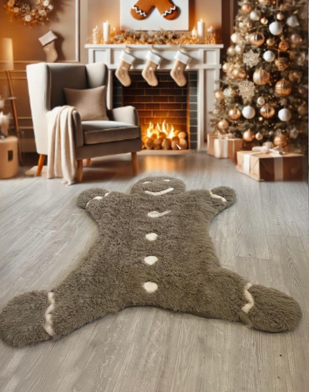 Personalized Gingerbread Man Nursery Rug – Shaggy Minky Play Mat ...
